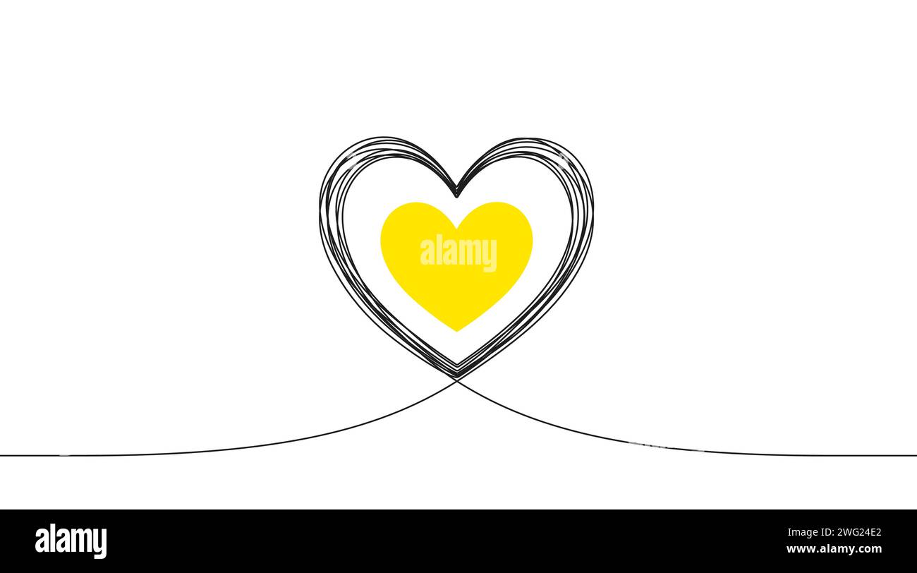 Continuous line love icon. One heart silhouette. Valentine day love ...