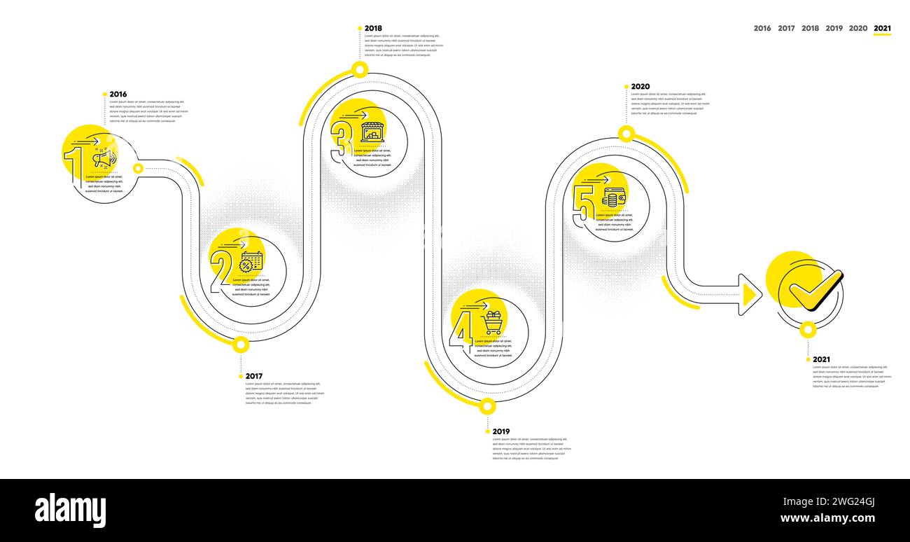 Infographic timeline with icons and 5 steps. Buying process with ...