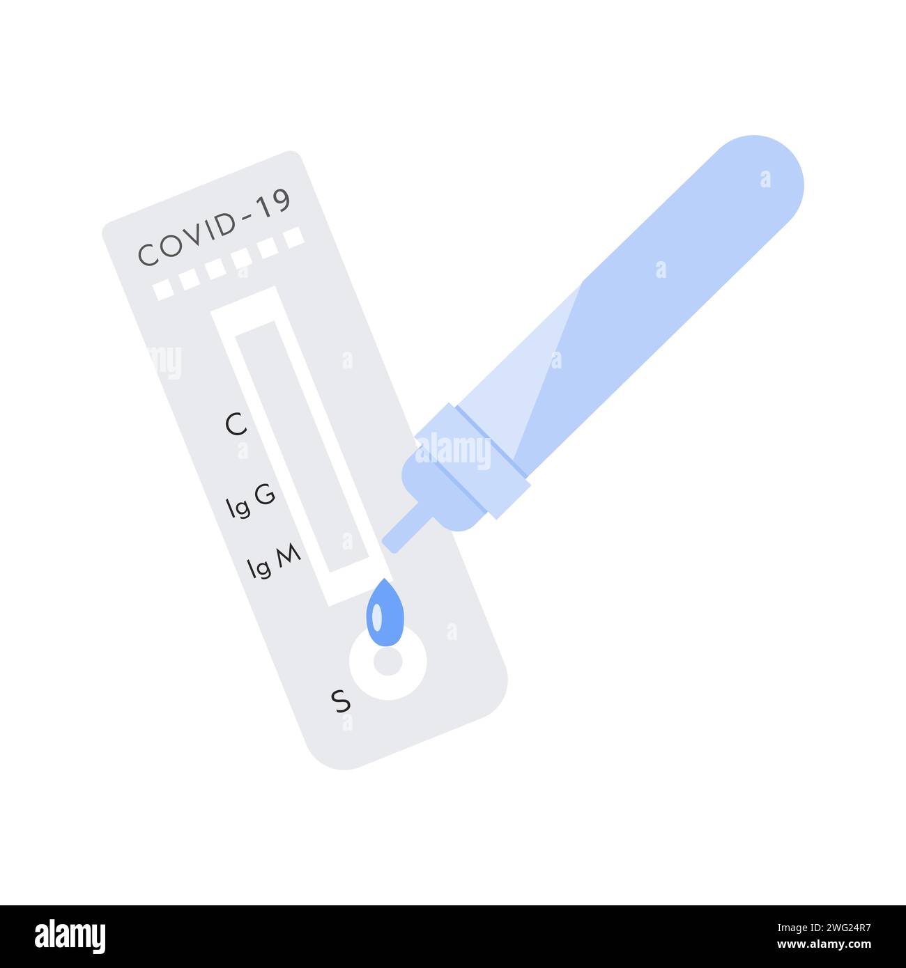 Covid-19 Rapid Antigen test. Swab mucus sample places on strip, card or ...