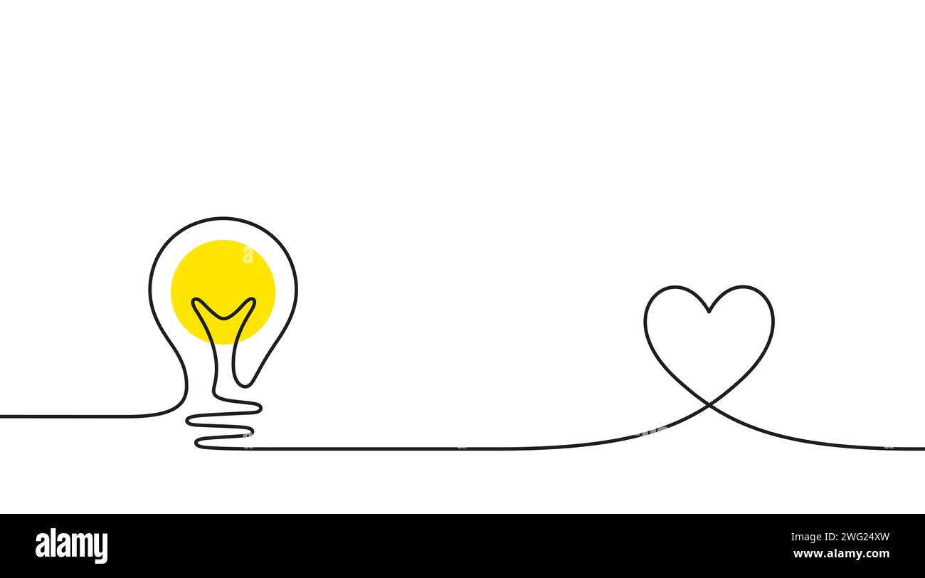 Continuous line idea icon. One light bulb silhouette. Electric ...