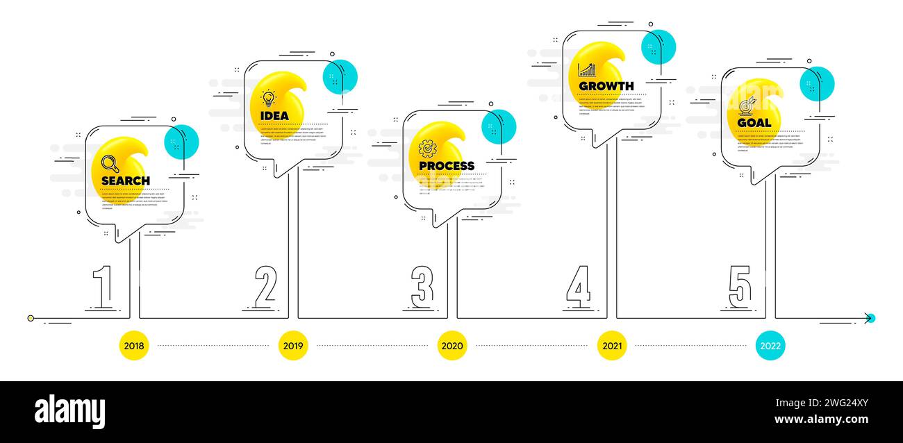 Timeline infographic diagram with numbers. Quote mark speech bubble ...