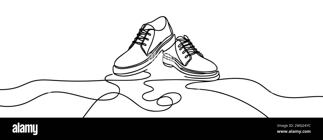 Classic men's shoes in the style of a continuous one-line pattern Stock ...