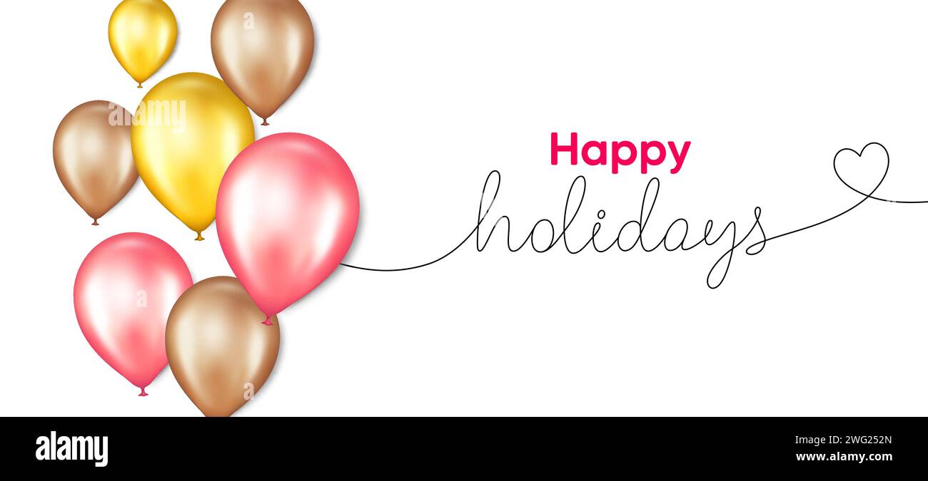 Happy holidays promo flyer. Valentine day banner with continuous line ...