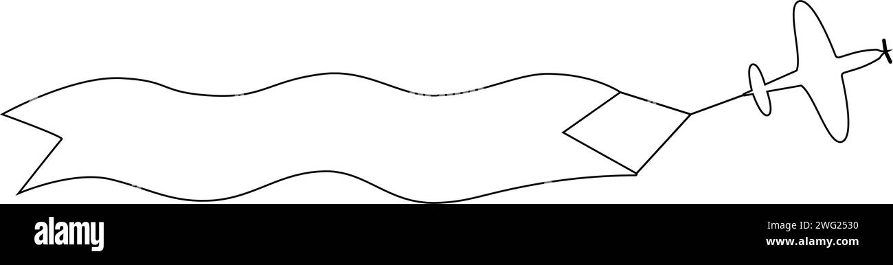 Airplane advertising banner. Flying advertising banner. Plane with ...