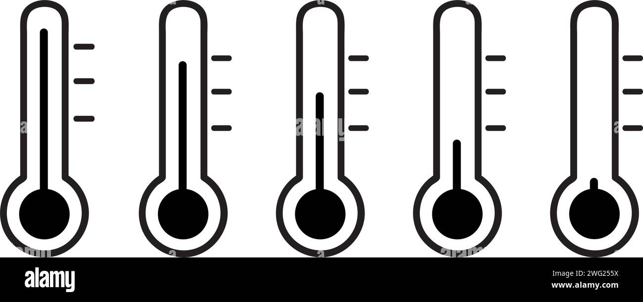 Thermometer Hot Cold Temperature Vector Icon Set 10 Eps Stock Vector Image And Art Alamy