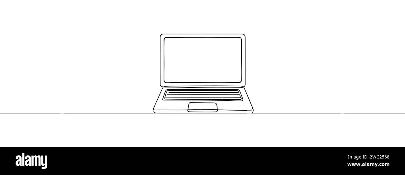 Single line continuous drawing of laptop computer laptop isolated on ...