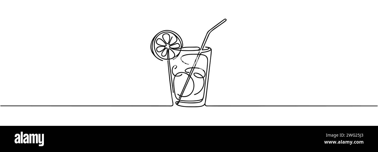 Continuous one line drawing of lemonade on white background Stock ...