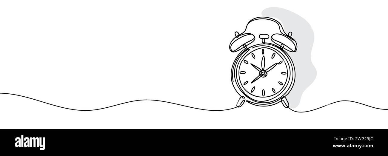 Single continuous line drawing of an alarm clock Stock Vector Image ...