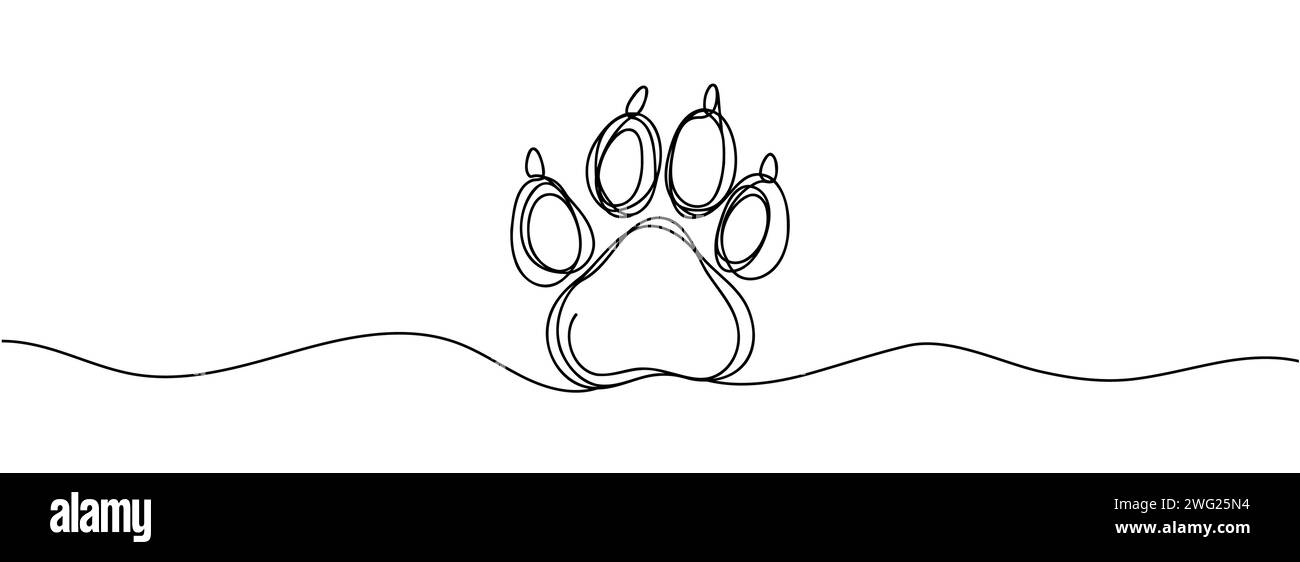 Continuous one line drawing of a paw pad.vector illustration Stock ...