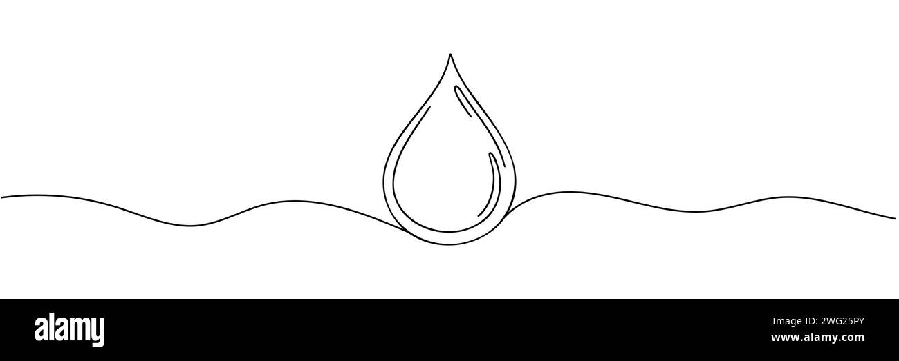 Continuous line drawing of drop. Water drop line icon. One line drawing ...