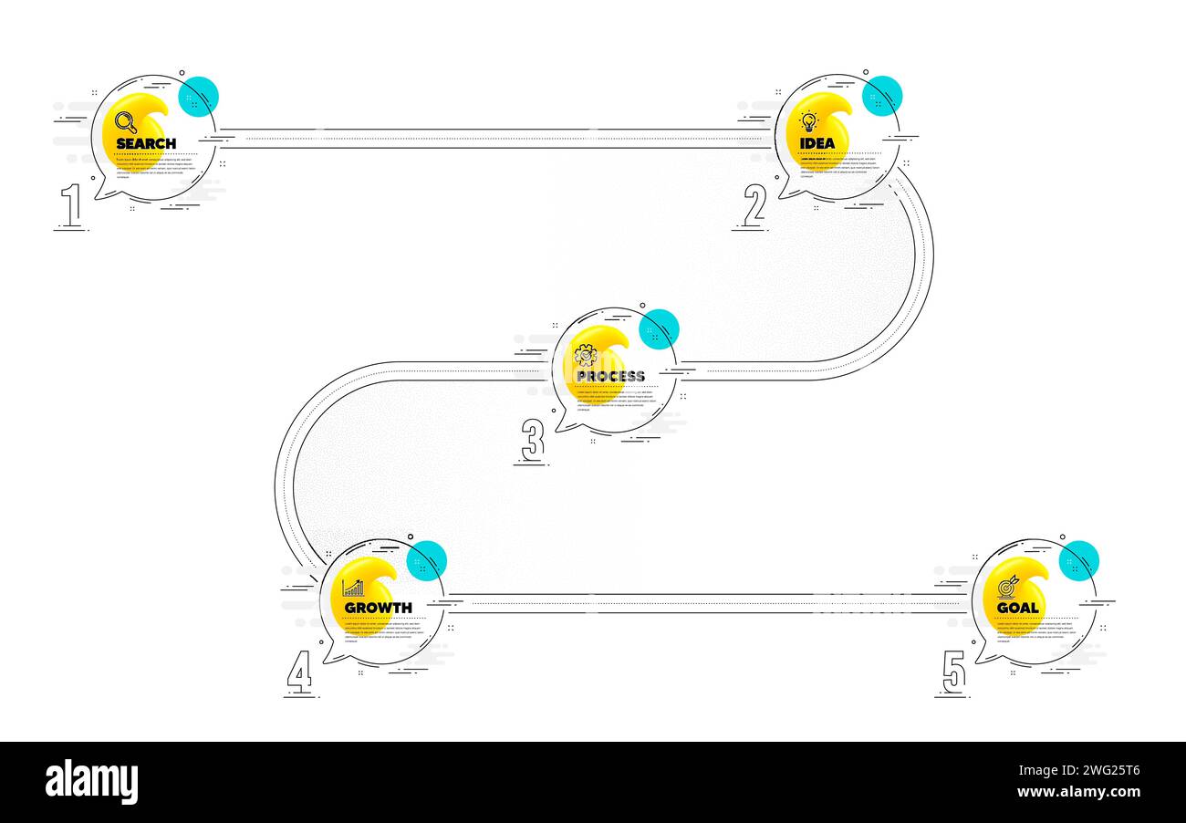 Roadmap journey 5 steps timeline. Idea, growth chart and goal target ...