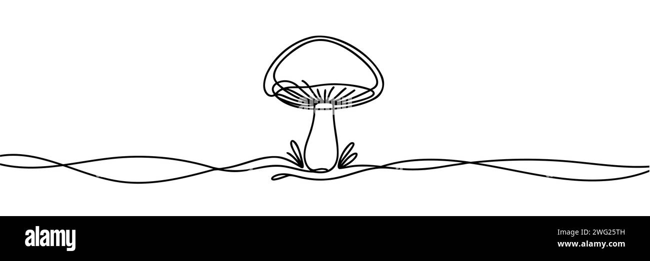 Continuous single line drawing of a mushroom Stock Vector Image & Art ...