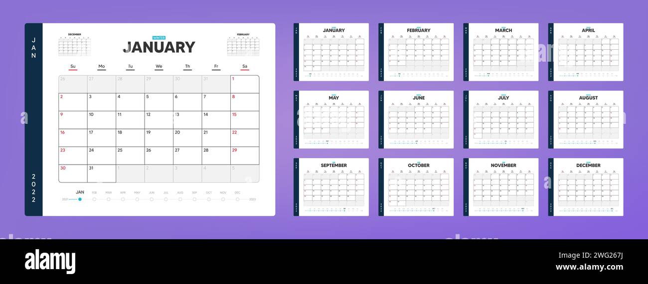 Calendar organizer template for 2022 year. Annual diary planner ...