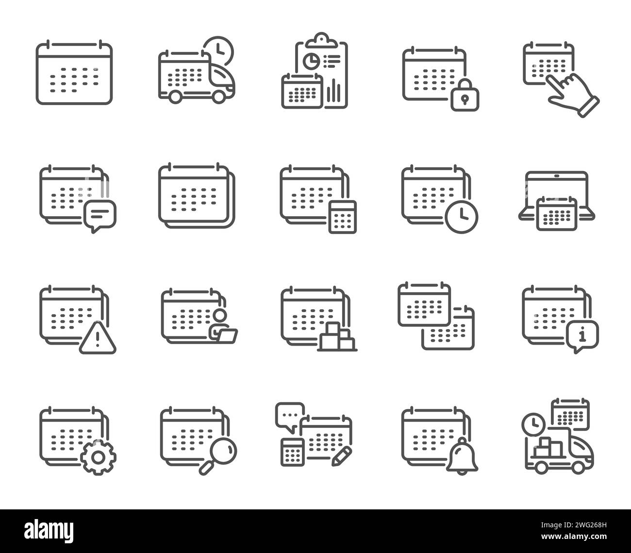 Calendar line icons. Schedule appointment, Event date, Time planner ... Calendar line icons. Schedule appointment, Event date, Time planner ...