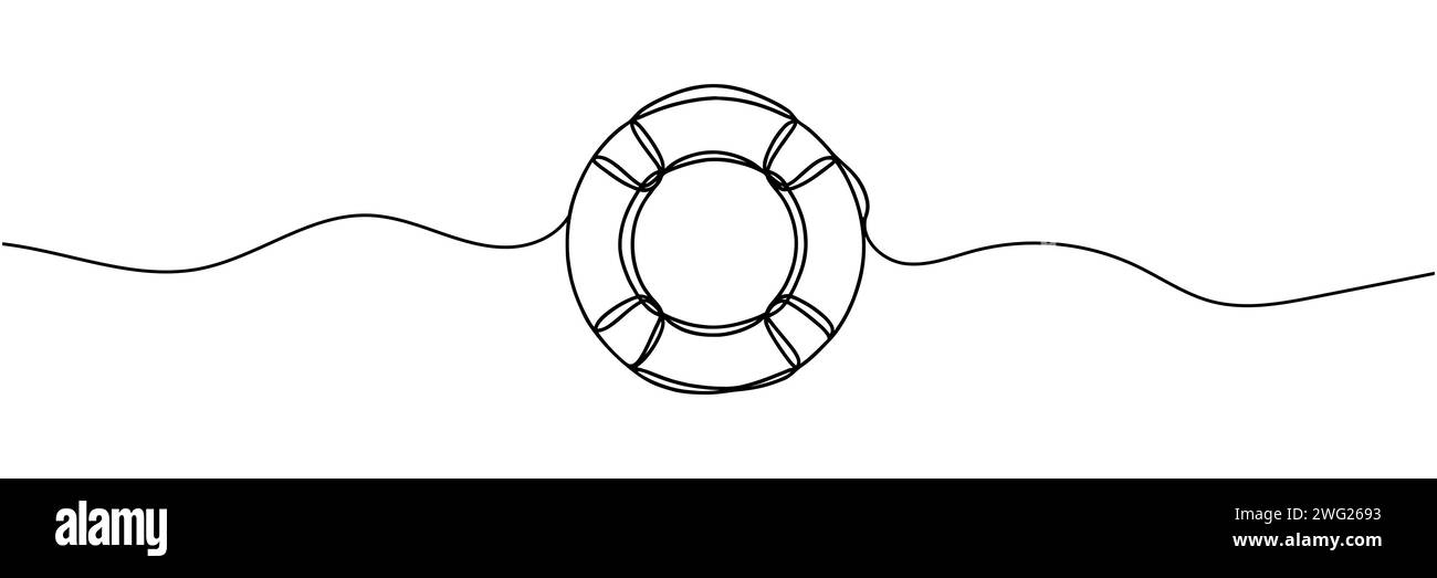 continuous line drawing of a lifebuoy. Lifebuoy background in one line ...