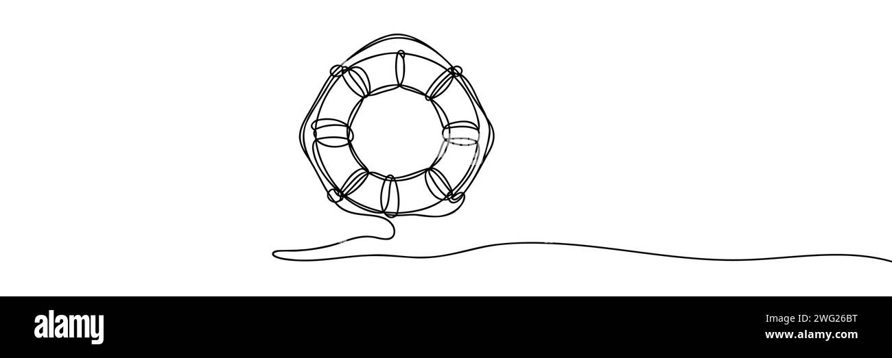 continuous line drawing of a lifebuoy. Lifebuoy background in one line ...