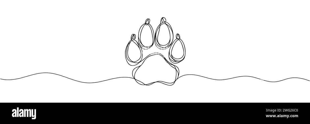 Continuous one line drawing of a paw pad.vector illustration Stock ...