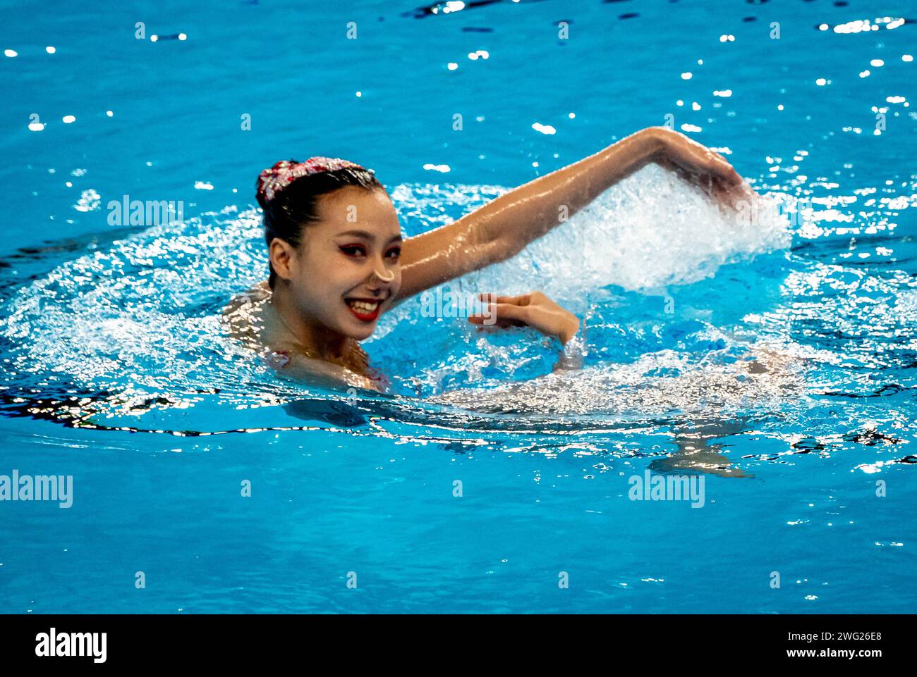 Doha, Qatar. 02nd Feb, 2024. Huiyan Xu of China competes in the ...