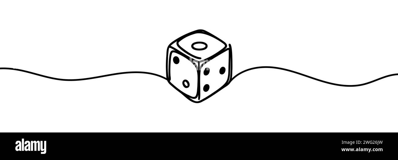 The game cube is drawn in one line. Continuous contour drawing of game ...