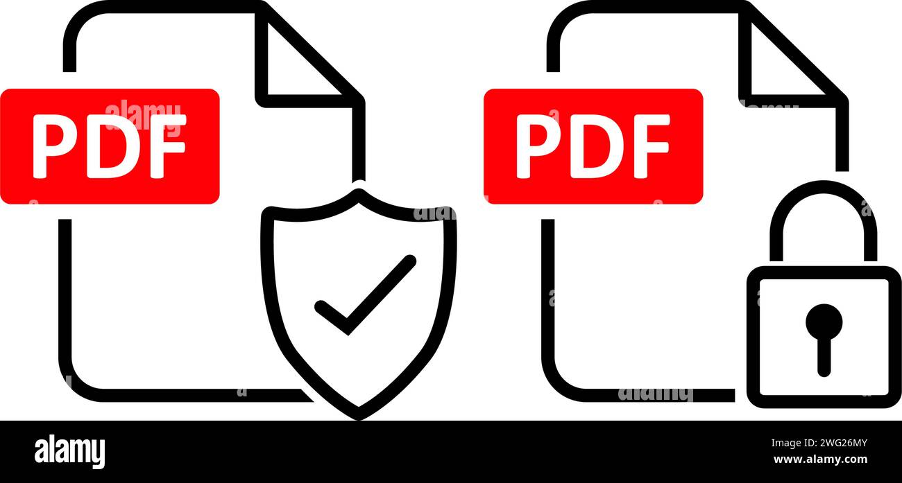 PDF Security for document protecton, search, simple black style symbol ...
