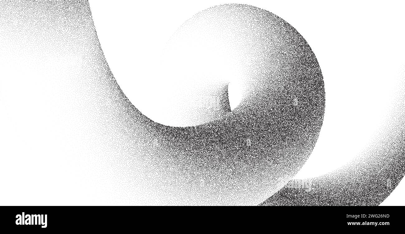 Dotwork swoosh pattern background. Black noise stipple dots wave. Curve ...