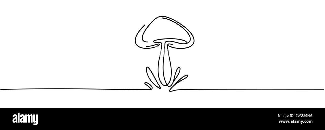 Continuous single line drawing of a mushroom Stock Vector Image & Art ...