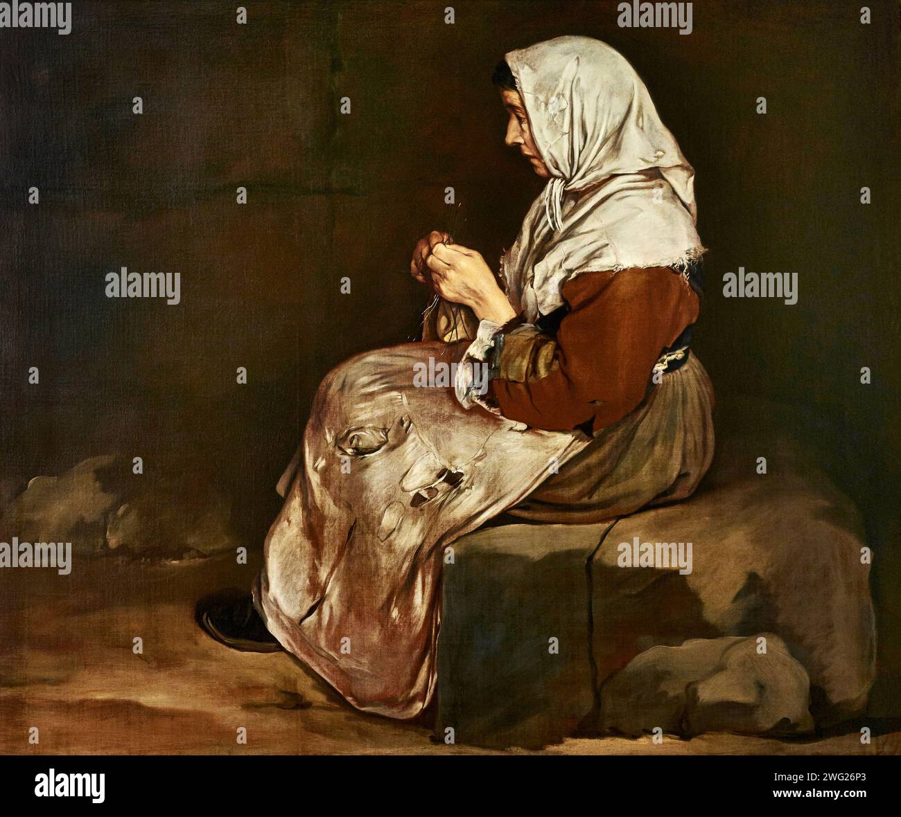 Donna che fa la calza - olio su tela - Giacomo Ceruti detto il ...