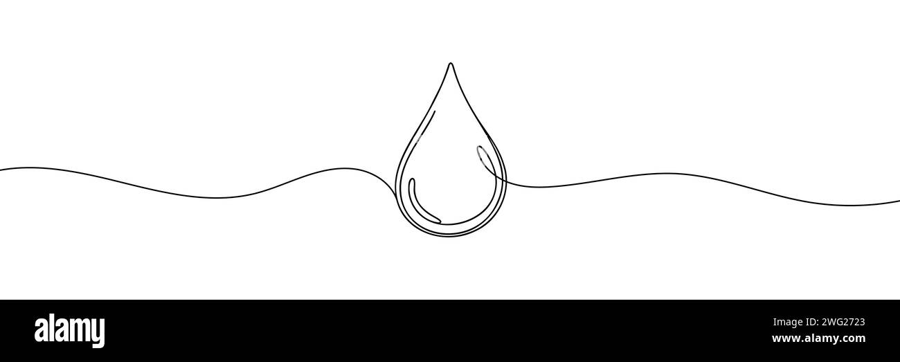 Continuous line drawing of drop. Water drop line icon. One line drawing ...