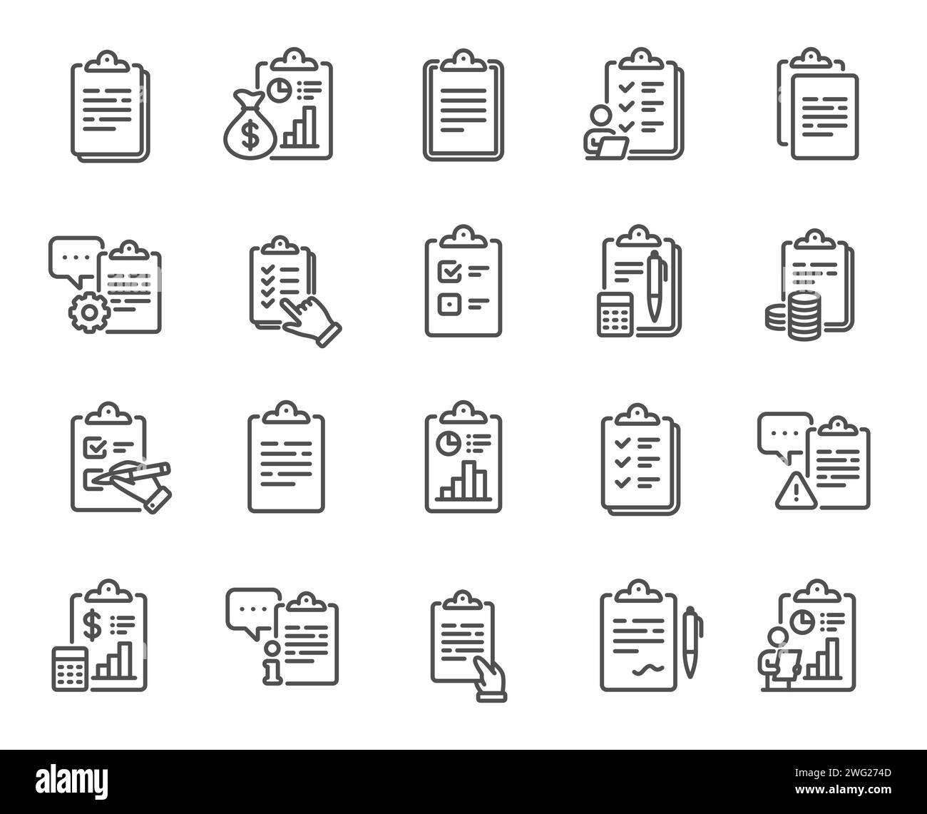 Checklist documents line icons. Agreement info, Clipboard manager ... Checklist documents line icons. Agreement info, Clipboard manager ...