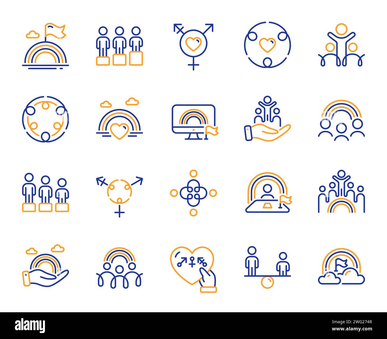 Equality, Equity and Diversity line icons. LGBT rights, Equal ...