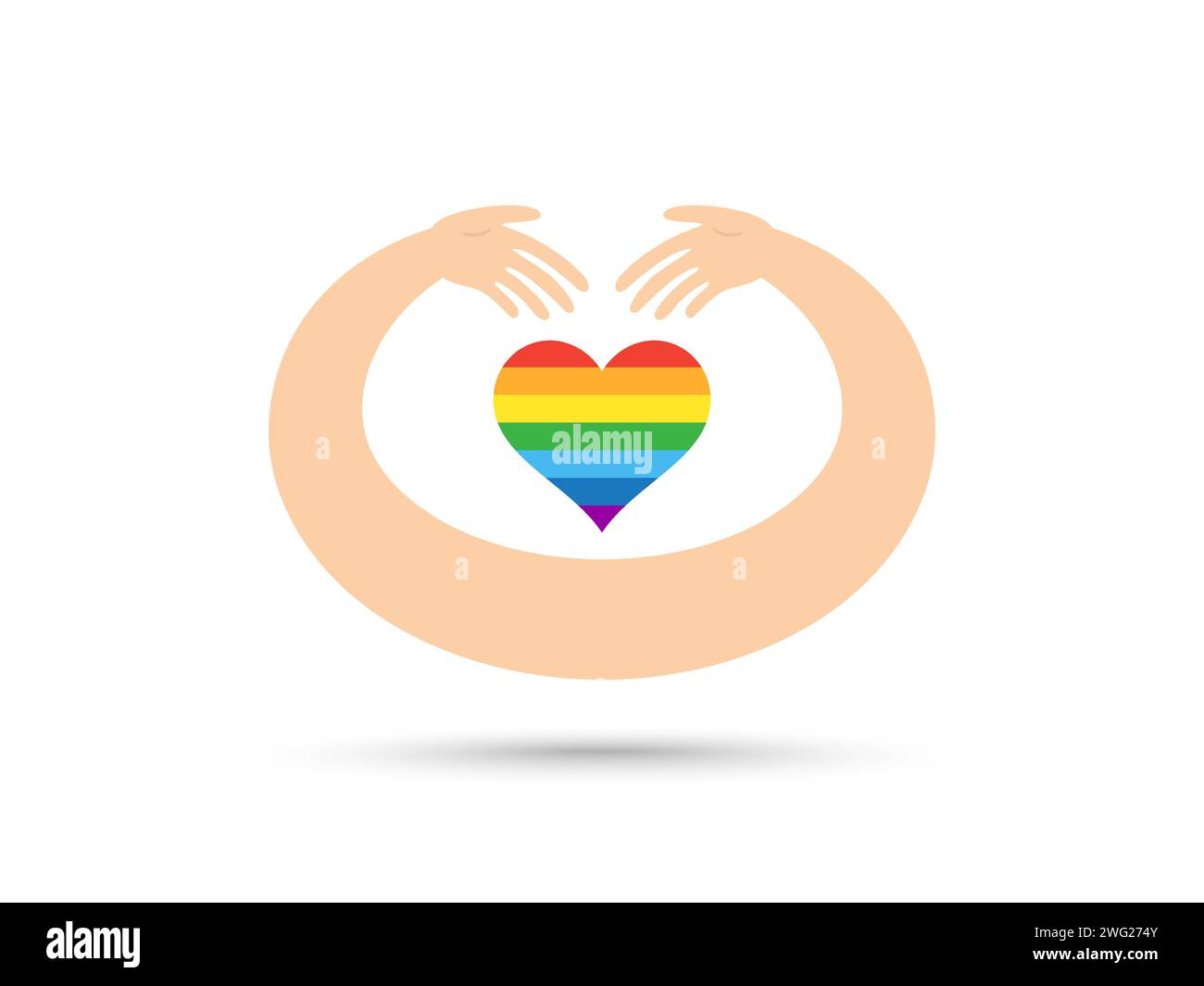 Hand hug LGBT heart logo design. Friendship and Culture diversity care ...