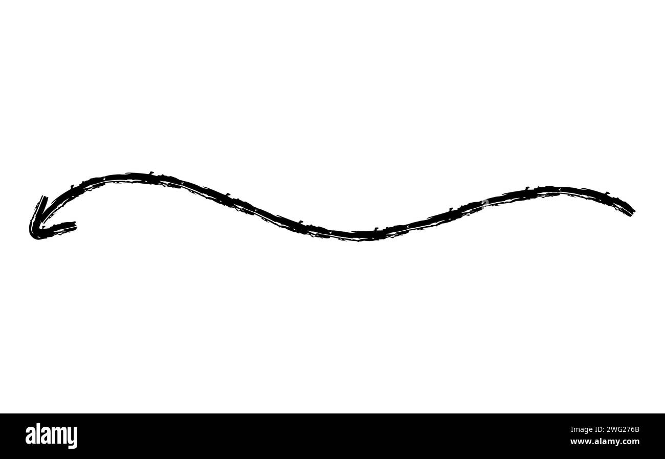 Hand drawn crayon chalk charcoal line arrow. textured arrow isolated on ...