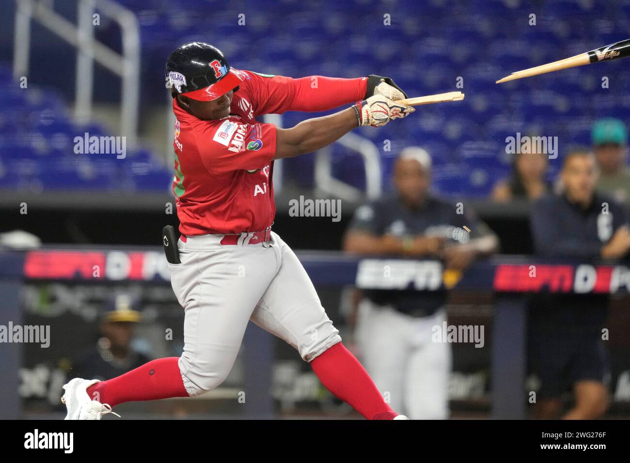Panama's Joshwan Wright breaks his bat as he grounds out during the ...