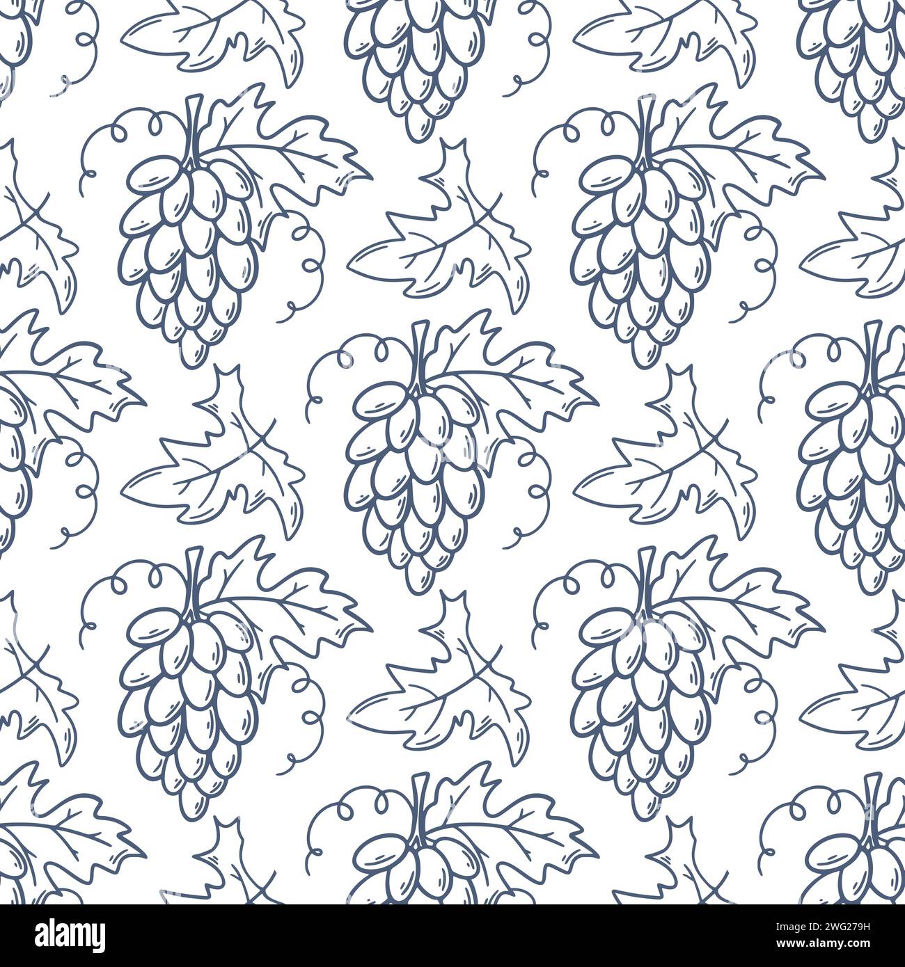 Vine branches ink sketch seamless pattern. Grapevine background. Purple ...
