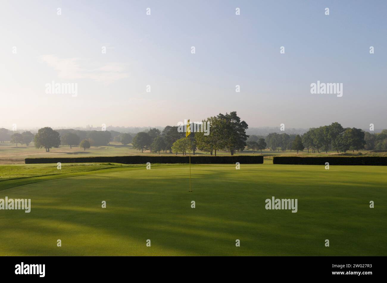 View from The Clubhouse over 18th Green and hedge to the Golf Course ...