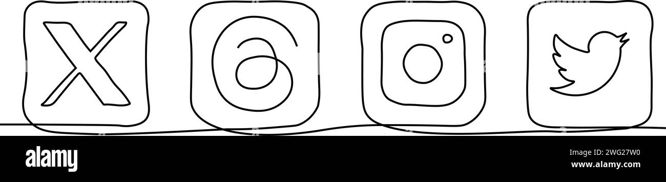 Instagram, Threads, Twitter, and new Twitter icons. Social media logos ...