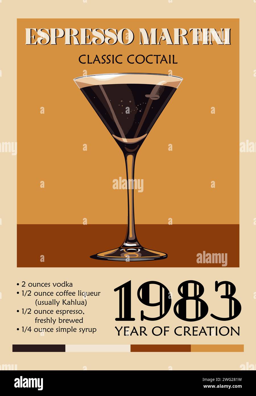 Espresso Martini Cocktail retro poster vector art Stock Vector Image ...