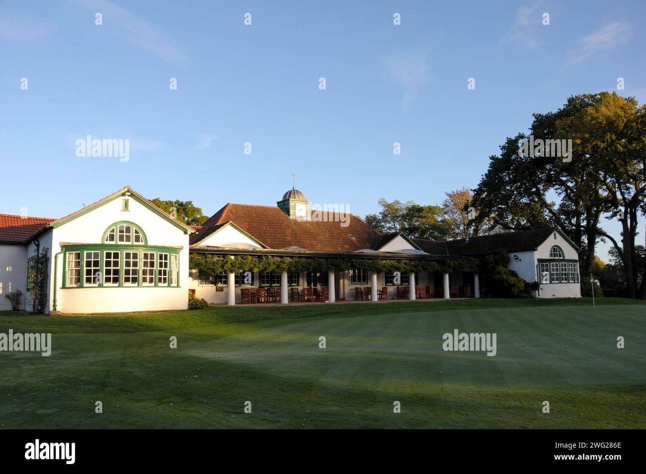 View over 14th Green to the Clubhouse, Woking Golf Club; Woking; Surrey ...