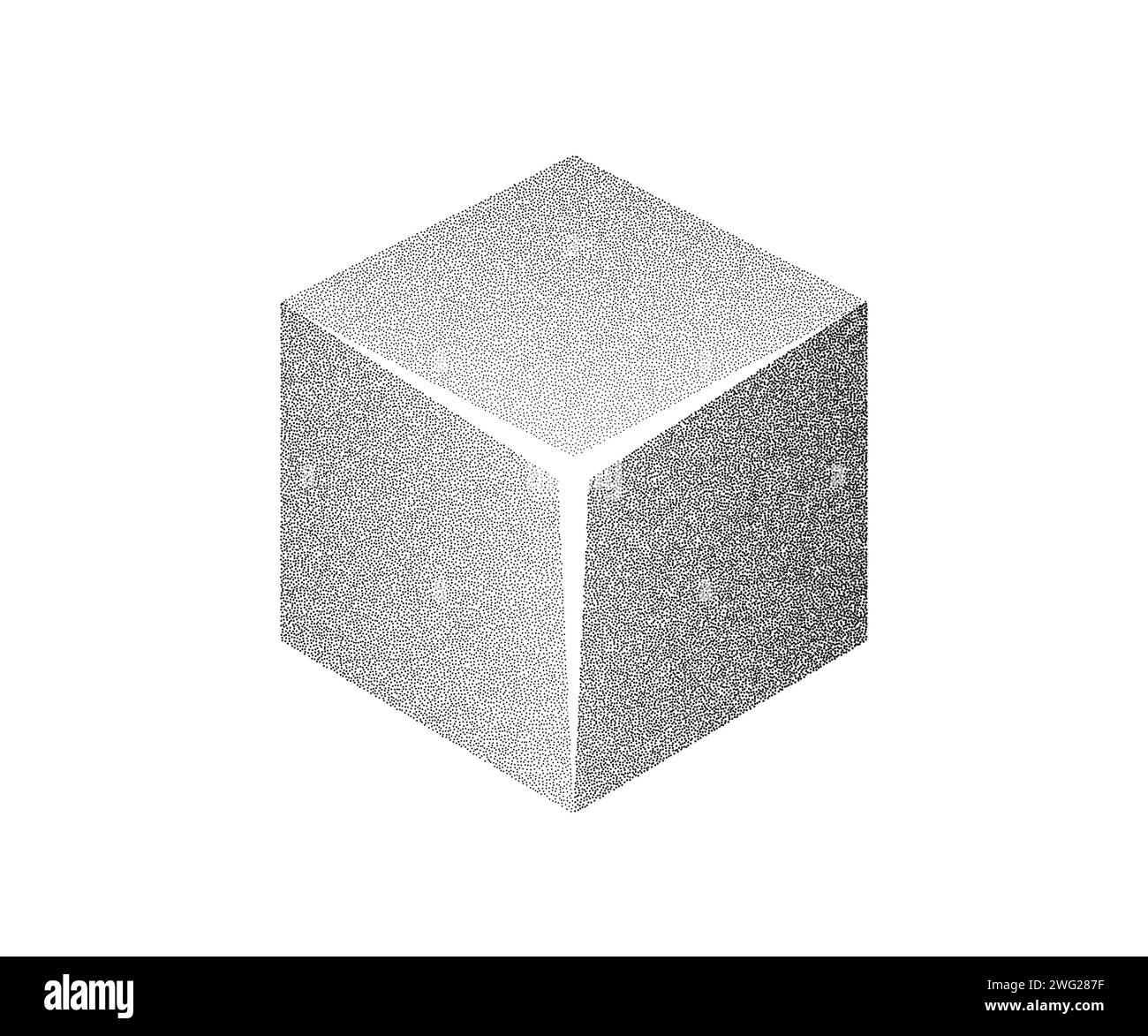 Dotwork 3D Cube background. Black noise stipple dots. Dotted box vector ...