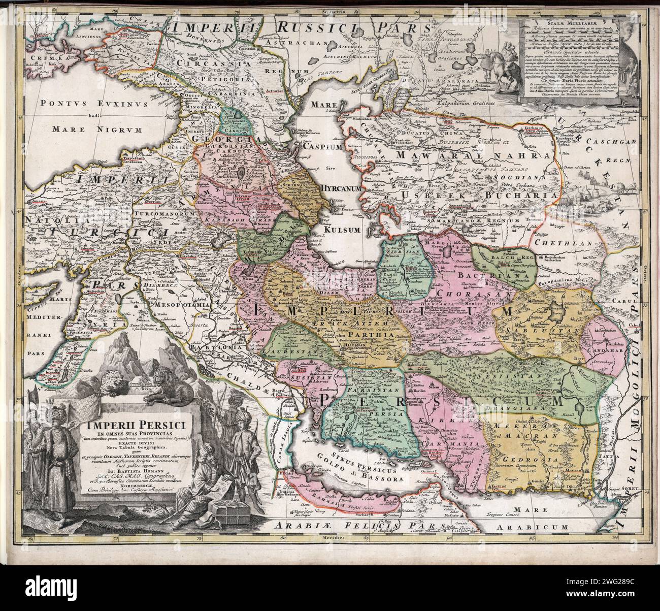 18th century map Imperii Persici ,map of Persia Stock Photo - Alamy