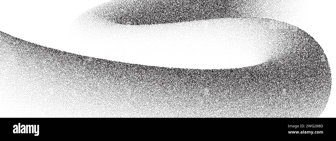 Dotwork swoosh pattern background. Black noise stipple dots wave. Curve ...
