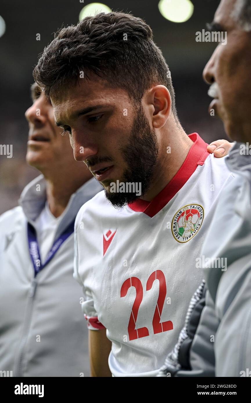 Doha, Qatar. 2nd Feb, 2024. Tajikistan's Samiev Shahrom leaves the ...