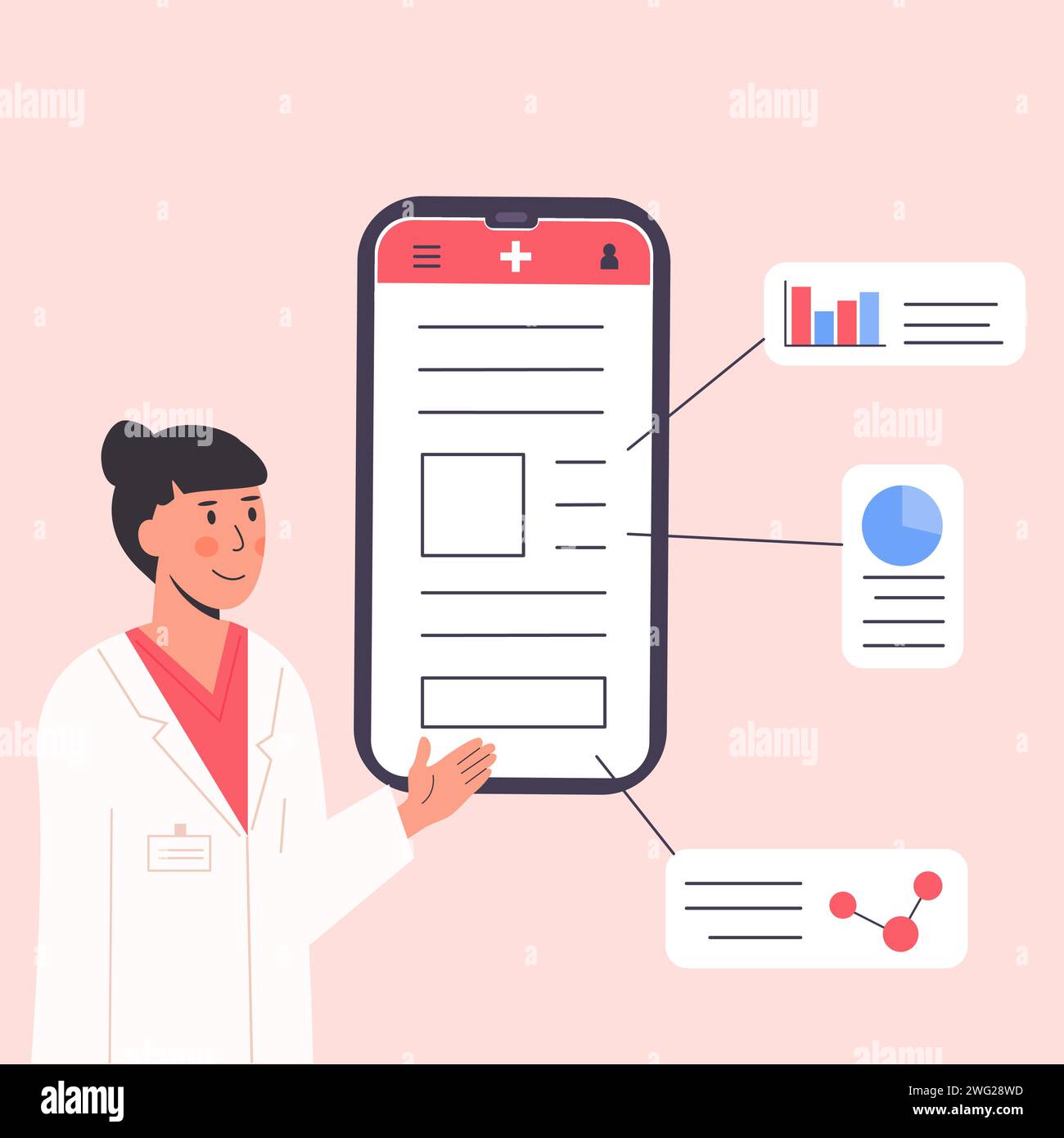 Illustration scientist studying graph hi-res stock photography and ...