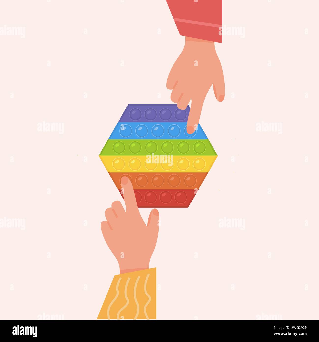 Kids playing with popular Pop It Fidget. Antistress toy in rainbow ...