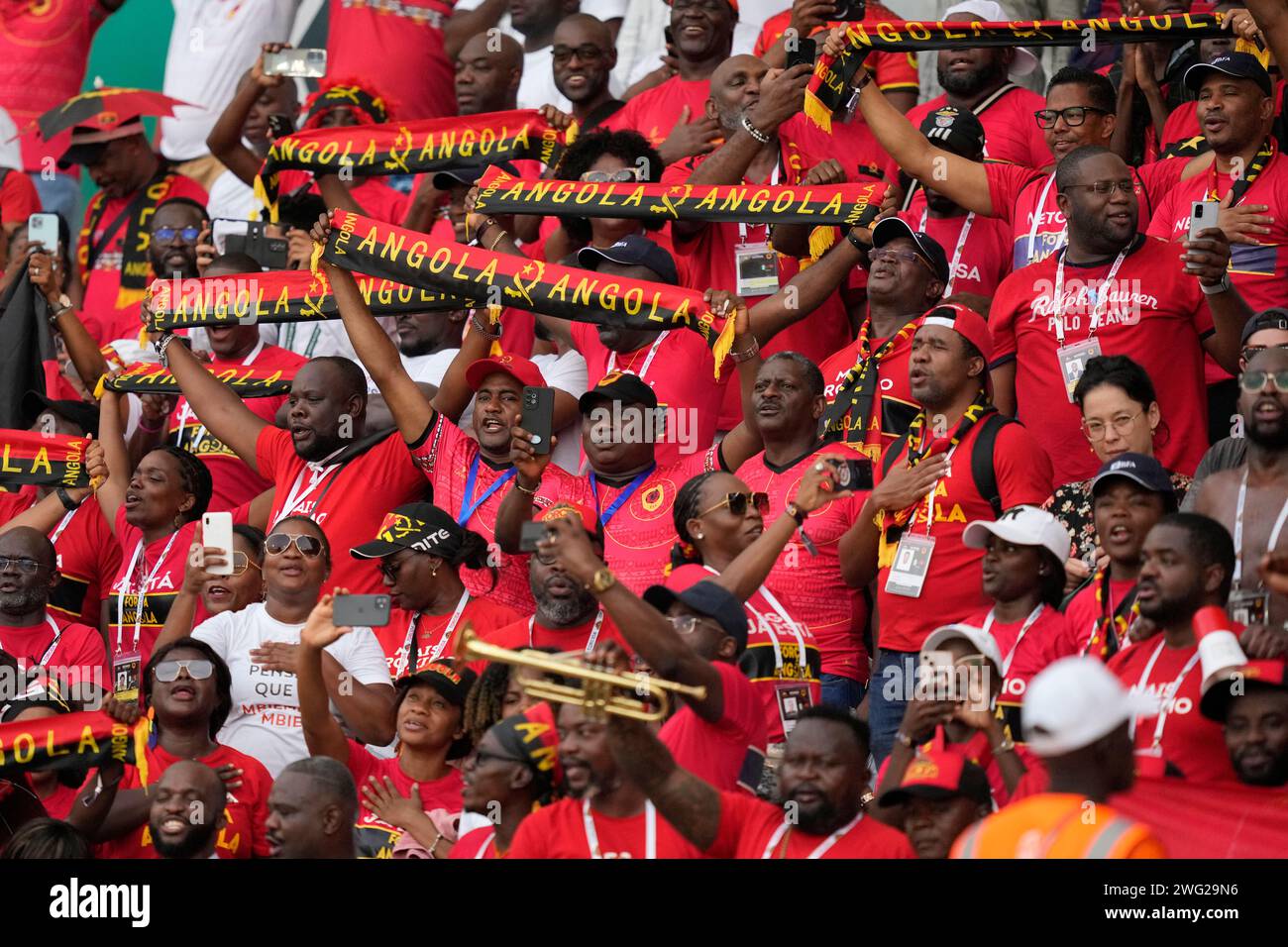 Fans cheer during the African Cup of Nations quarterfinal soccer match ...