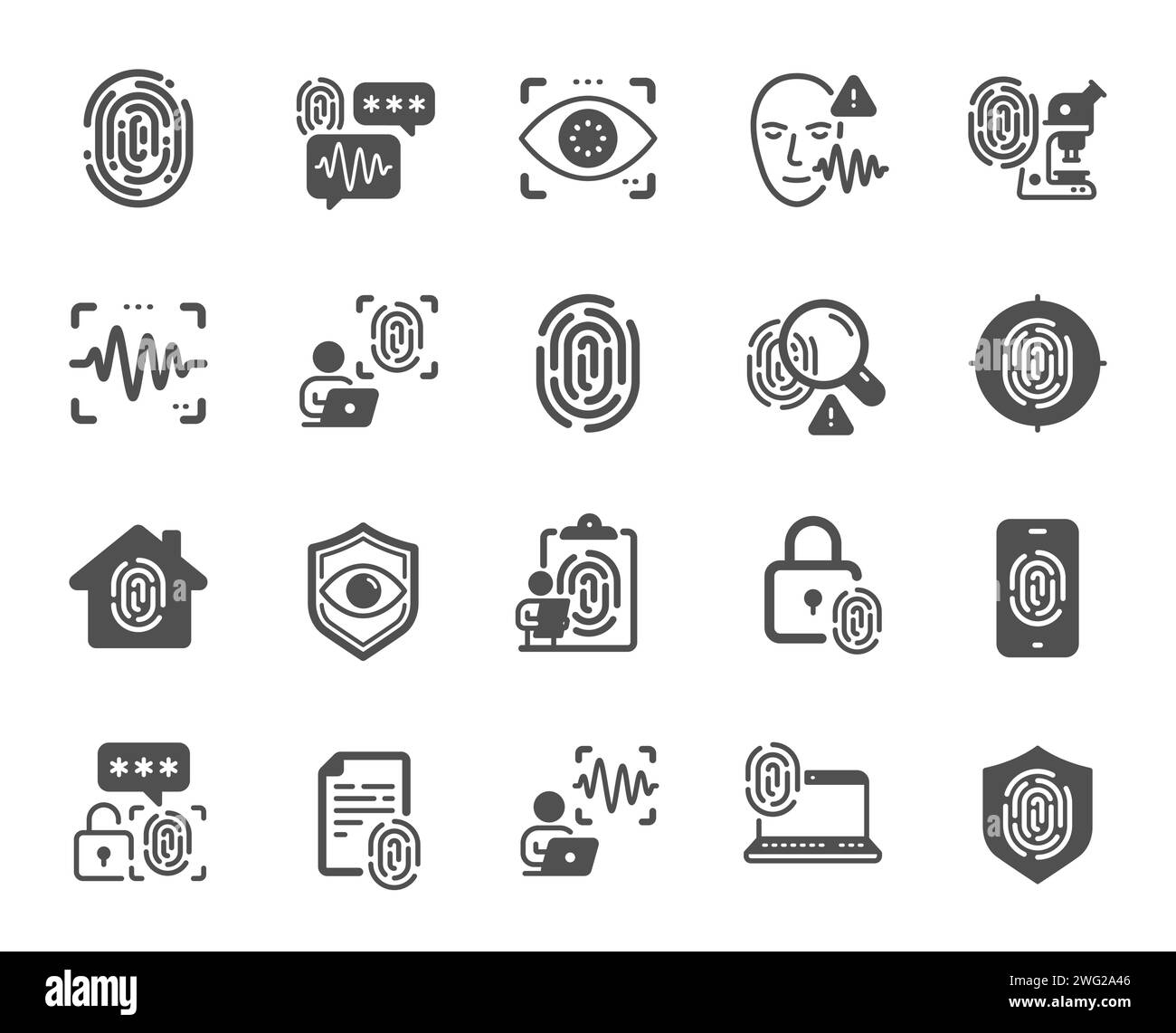 Biometric icons. Fingerprint access, Eye biometric and Voice ... Biometric icons. Fingerprint access, Eye biometric and Voice ...