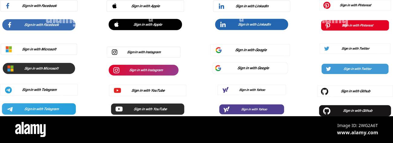 Set of buttons with realistic shadows Sign with Google, Sign with ...