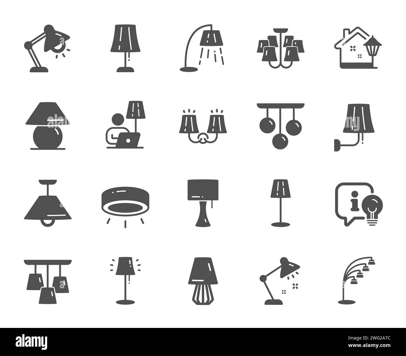 Lamps icons. Spotlight led, Table Lamp and Floor Light icons. Vector Stock Vector Image & Art ...