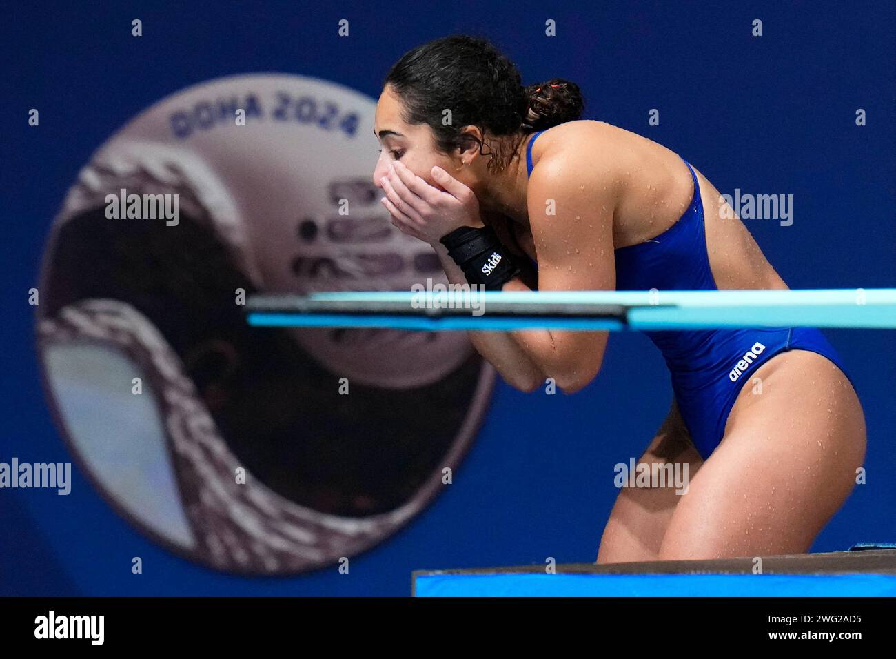 Maha Eissa of Egypt reacts after winning the bronze medal in the women ...
