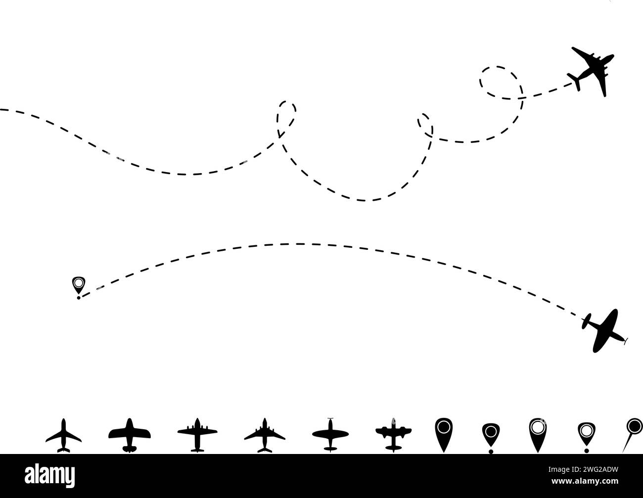Plane with line and blank for text. Continuous one line drawing ...